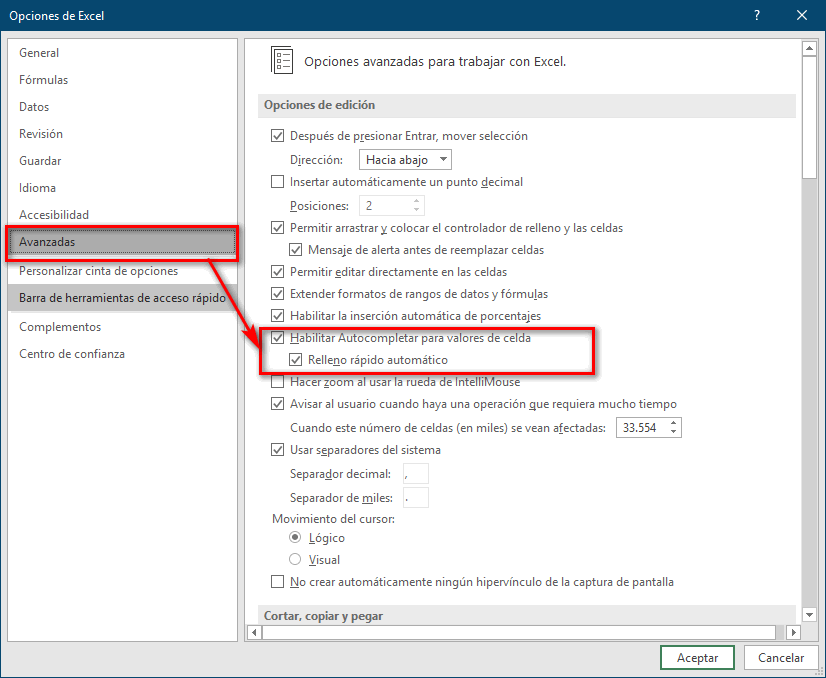 Rellenar celdas en Excel - IGF - Instituto Galego de Formación
