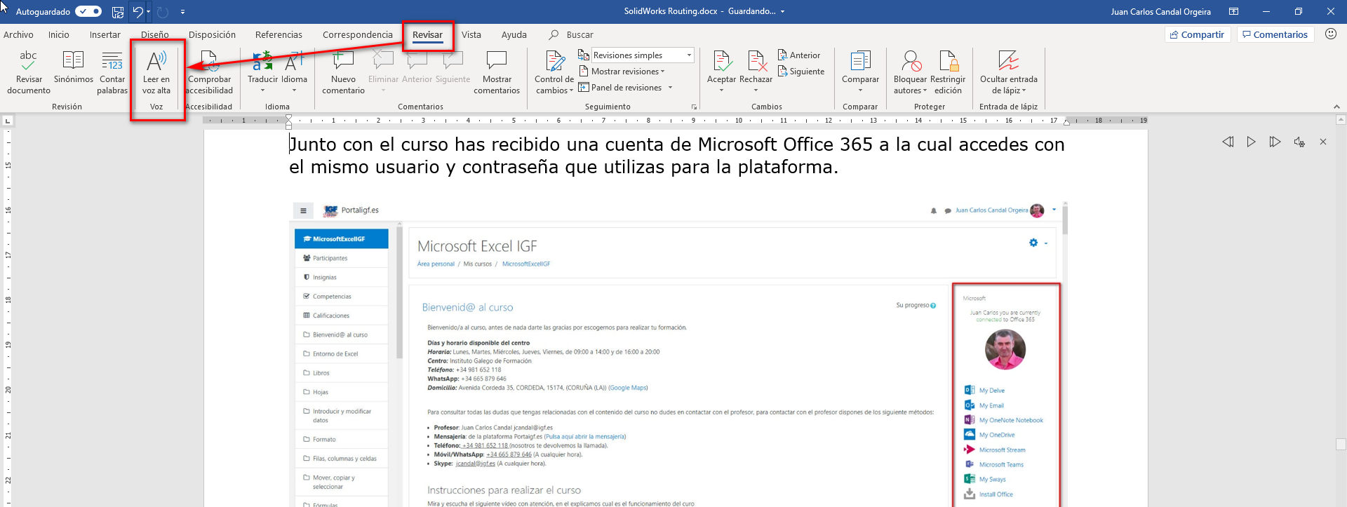 Leer en voz alta en Word - IGF - Instituto Galego de Formación