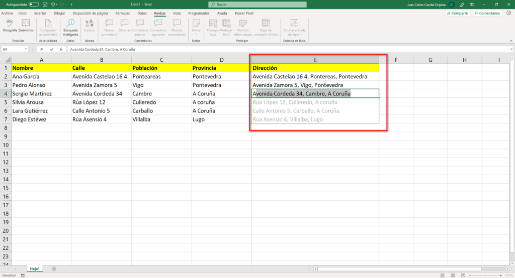 Relleno rápido en Excel - IGF - Instituto Galego de Formación