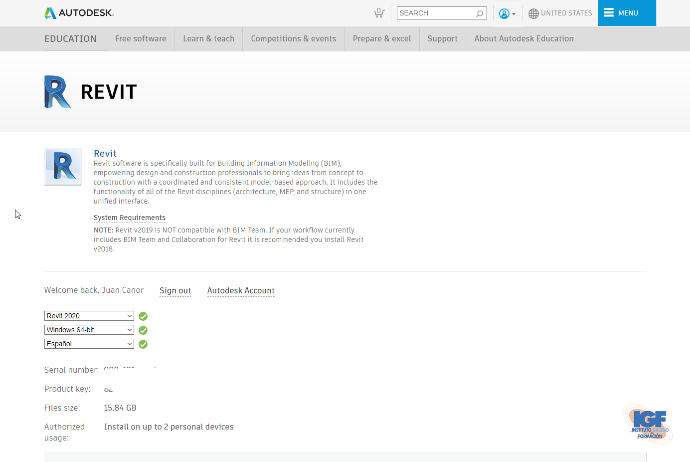 Instalar Autodesk Revit 2020 - IGF - Instituto Galego de Formación