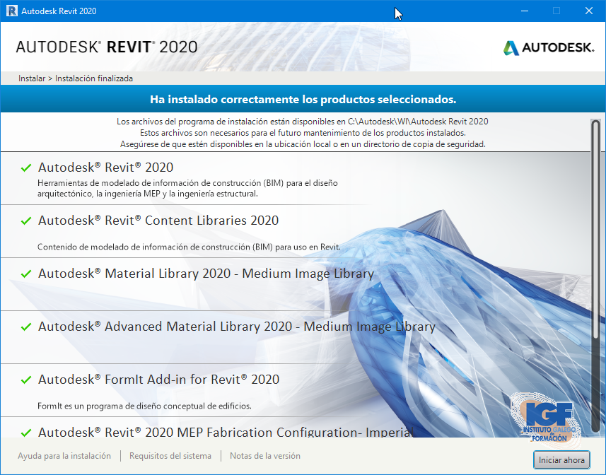 Instalar Autodesk Revit 2020 - IGF - Instituto Galego de Formación