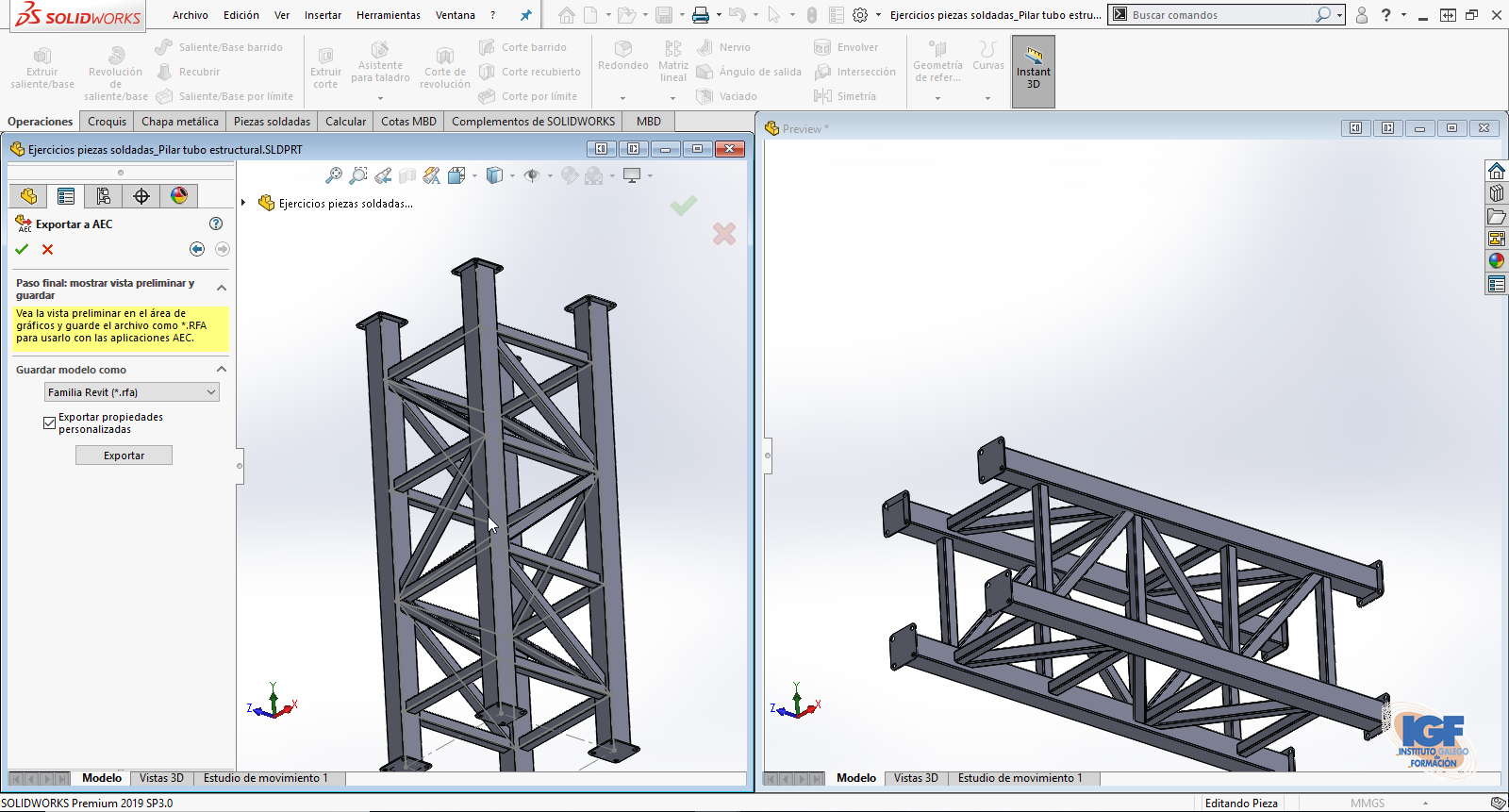 Exportar al formato de familia Revit en SOLIDWORKS 2019 - IGF ...