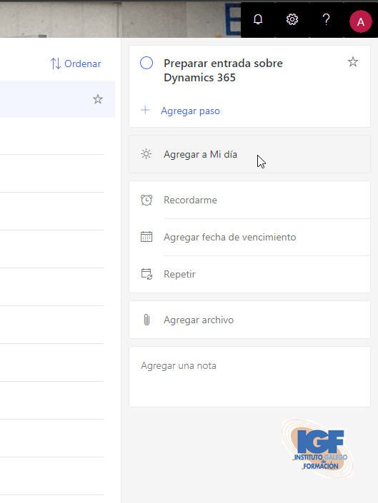 Microsoft To-Do en Office 365 - IGF - Instituto Galego de Formación