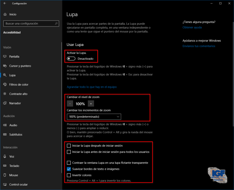 Lupa en Windows 10 - IGF - Instituto Galego de Formación