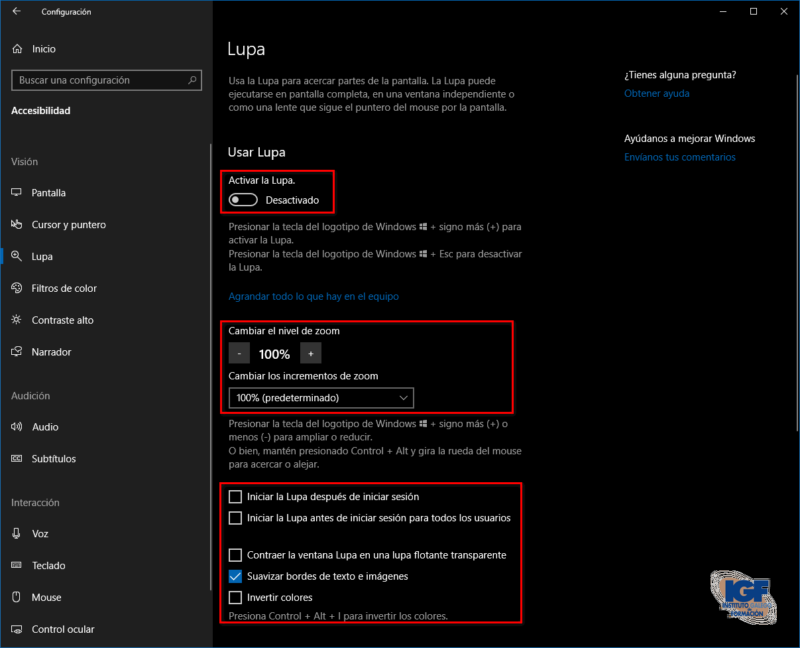 Lupa en Windows 10 - IGF - Instituto Galego de Formación