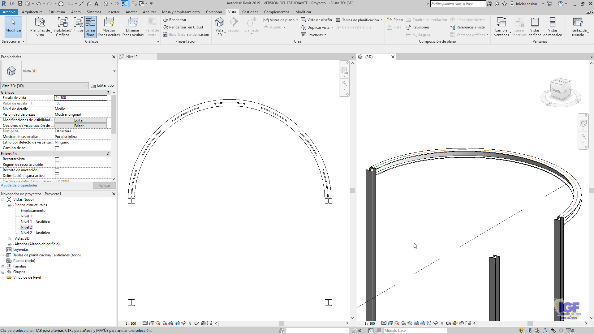 Como crear una viga curva en Revit - IGF - Instituto Galego de Formación