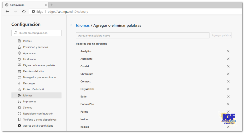 Activar Windows SpellChecker en Edge - IGF - Instituto Galego de Formación