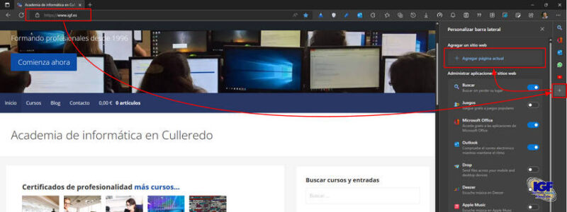 Barra lateral de Microsoft Edge - IGF - Instituto Galego de Formación